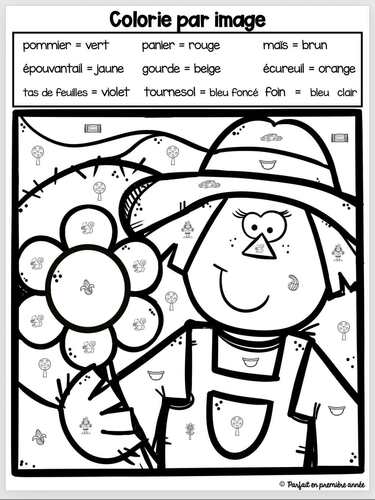 FRENCH Colorie par image L'automne Color by code Fall | TPT