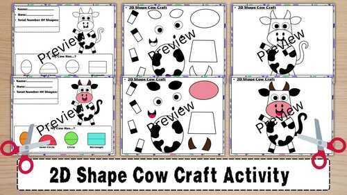 2D Shape Cow craft | Farm Animal Math Activity | Geometry Cut & Paste