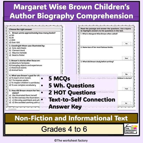 Margaret Wise Brown Children’s Author Biography Fluency- Comprehension ...