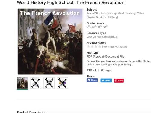 World History High School: The French Revolution by Social Studies Studio