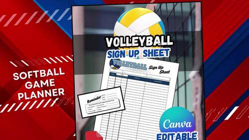 Editable Volleyball Sign up Sheet | Team Parent Sign-Up Sheet Template