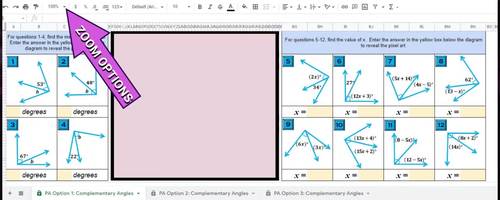 PIXEL ART: Complementary Angles DISTANCE LEARNING by Never Give Up on Math