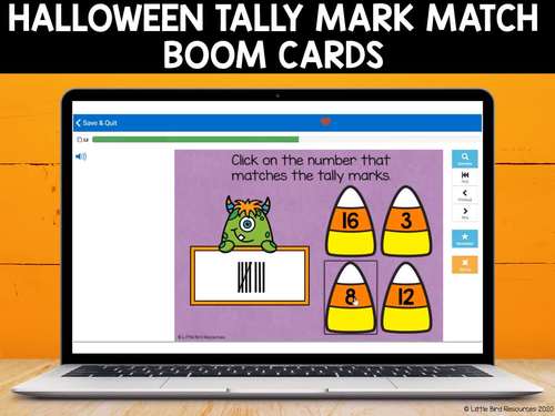 Halloween Tally Marks Boom Cards | Tally Mark & Number Match 1 - 20