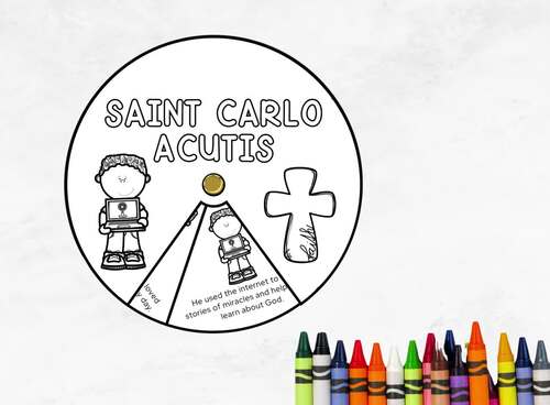 Saint Carlo Acutis Bible Story Spinning Wheel Craft - Sunday School ...