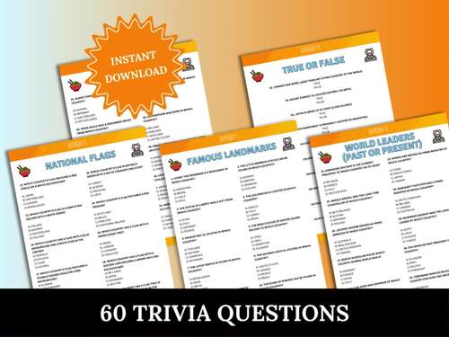 Guess the Country Trivia Game | Printable Geography Challenge with 60 ...