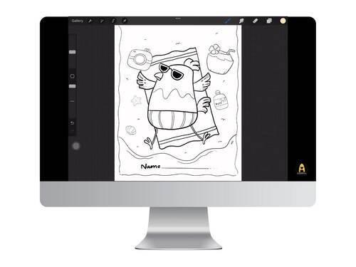 Coloring page chicken on the beach : holiday season worksheets : Happy ...