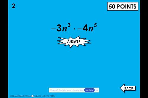 Exponent Rules (Laws of Exponents) | Koosh Ball Game by All Things Algebra