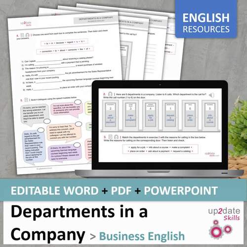 Business English | Departments in a Company by up2dateskills | TPT