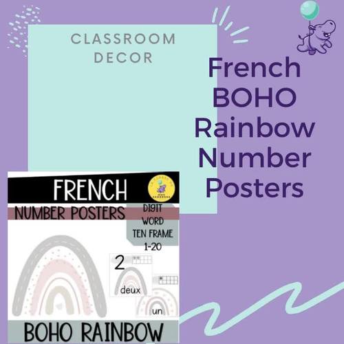 French Boho Rainbow Number Posters 0-20 by La classe de Mme Sambrook