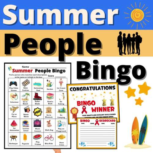 Summer People Bingo Group Activity End of School Resource No Prep