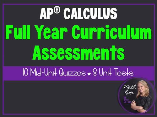 AP Calculus AB Full Year Editable Assessments | Math Lion by Math Lion