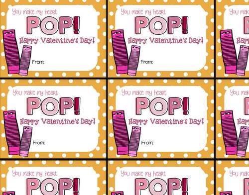 Pop Tubes Valentine's Day Gift Tag- You make my heart pop! | TPT
