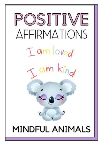 Black White Positive Affirmations Mindful Animal Coloring Printable ...