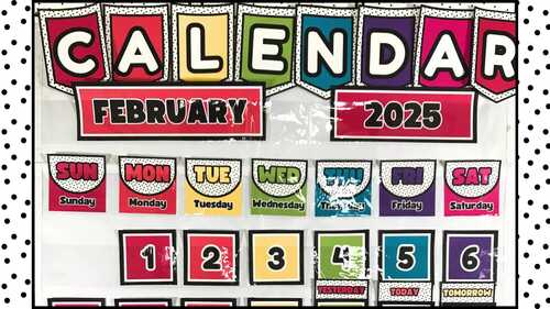 Rainbow Calendar Bundle, Editable Calendar Display, Bright Happy ...