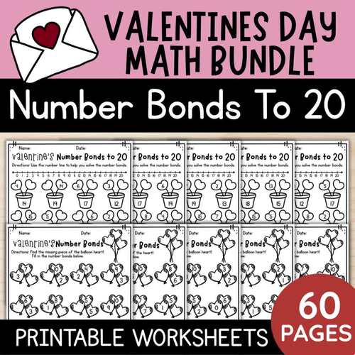 Kindergarten, 1st and 2nd Grade | Valentine's Day Number Bonds to 20 ...