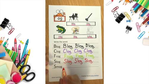 OG WORD FAMILY CVC BLEND WORKSHEET SPEAKING, READING & WRITING 4 LETTER ...