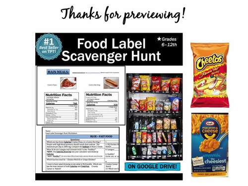Nutrition Food Label Health Lesson Scavenger Hunt: 5 Lessons Online and ...