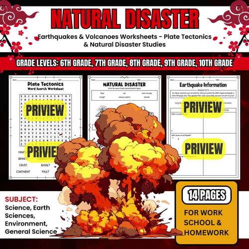Earthquakes & Volcanoes Worksheets - Plate Tectonics & Natural Disaster ...