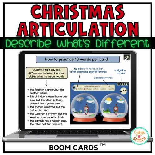 Christmas Articulation Activities Boom Cards™ for Speech Therapy