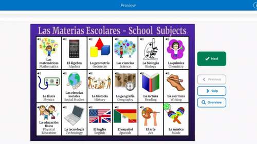 Spanish Boom Cards: Las Materias Escolares (School Identification ...