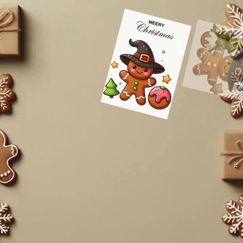 Holiday Christmas Gingerbread Cards Printable | Cozy Winter Art Set ...