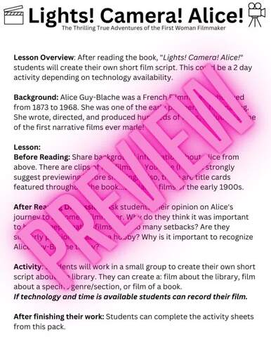 Lights! Camera! Alice! 16 No Prep Book Activities by BriTheLibrarian