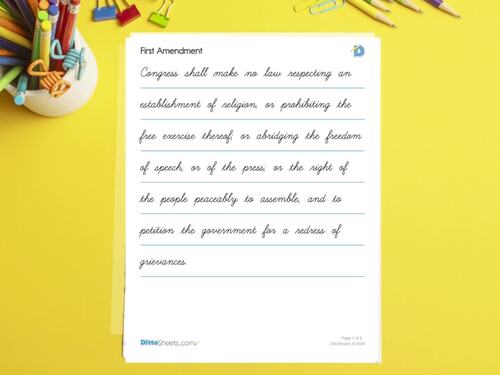 Bill of Rights Memory Tool - Cursive & Print Copywork on steroids -US ...