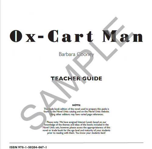 Ox-Cart Man Novel Units® Teacher Guide Novel Study | TPT
