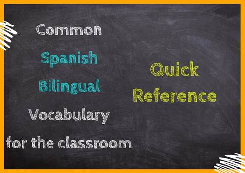 English and Spanish Cheat Sheet - Common Classroom Vocabulary | TPT