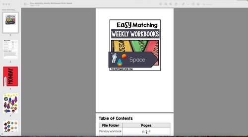Easy Matching Weekly Workbooks - Outer Space Edition by The Autism Helper