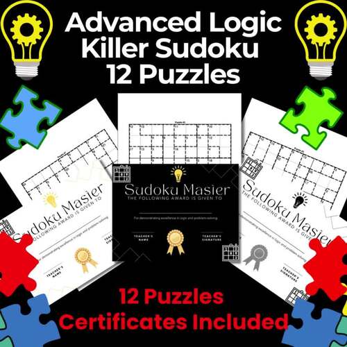 Killer Sudoku 12 Logic Puzzles–Printable Critical Thinking Games ...
