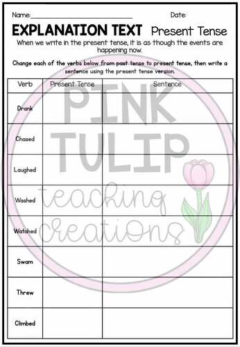 Explanation Writing - Present Tense Worksheets by Pink Tulip Teaching ...