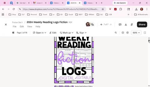 Weekly Reading Logs EDITABLE (print & digital) FICTION by Stephani Ann