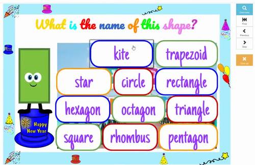 New Year 2026 Math 2D Shapes Recognition Mystery Picture Boom Cards