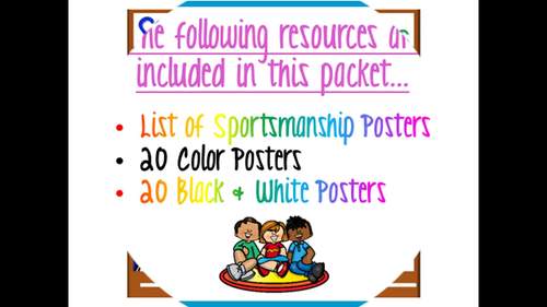 Sportsmanship Posters in Color and Black / White - Good Sport | TpT