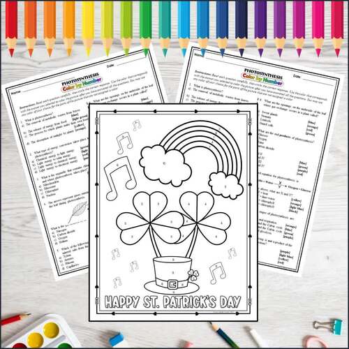 Photosynthesis St. Patrick's Day Science Color by Number|Biology Review ...