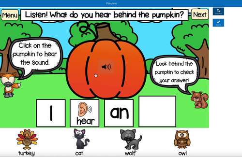 Fall Speech Therapy Boom Cards "I Hear ..." Autumn Pumpkin Listening ...
