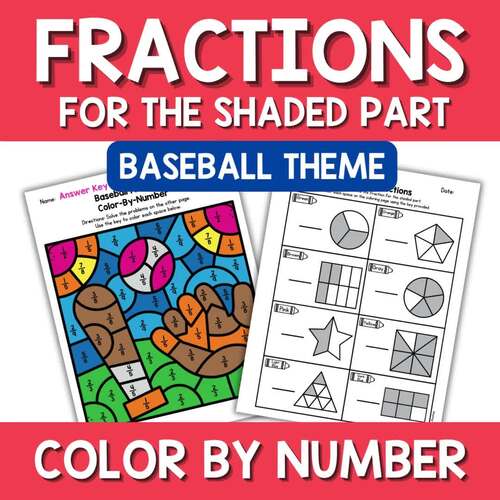 Baseball Fractions Color by Number Code 2nd 3rd Grade Math Activity Fun ...