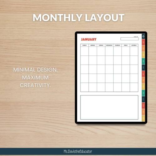 Undated Digital Teacher Planner | Hyperlinked | Monthly, Weekly | TPT