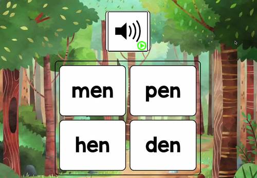 AUDIO CARDS: Short Vowel E - CVC Word Kindergarten First Grade, Set 2