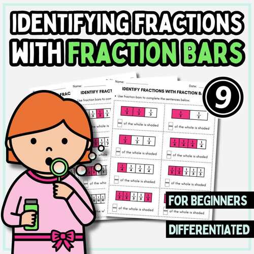 ️ No Prep 3rd grade Fraction Bars Identifying Fractions worksheets Task ...