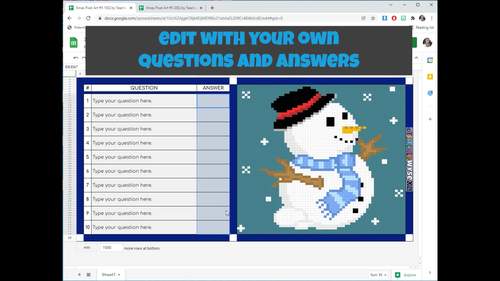 Christmas Pixel Art Snowman Editable and Self Checking Activity for ...