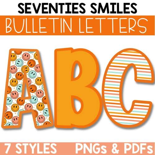 Seventies Smiles Bulletin Board Letters / Clipart / Lettering Pack
