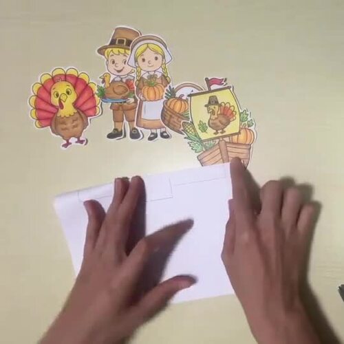 Thanksgiving Turkey & Pilgrim 3D Pop-Up Scene Coloring Craft Activity ...