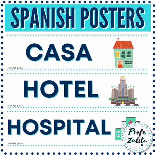 Spanish Classroom Decor Posters | Places Word Wall Cards | Back to School