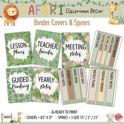 Editable Binder Covers & Spines: Safari Theme | Jungle Classroom Decor