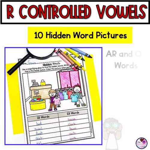 R Controlled Vowels - Phonics Worksheets - Word Sorts - Hidden Words