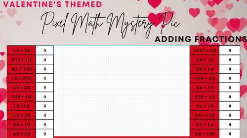 Valentine's-Day Themed: Pixel Art Mystery Pic-5th Grade Math-Adding ...