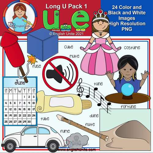 Clip Art - Vowel Teams Long U Vowel Bundle by English Unite Clip Art