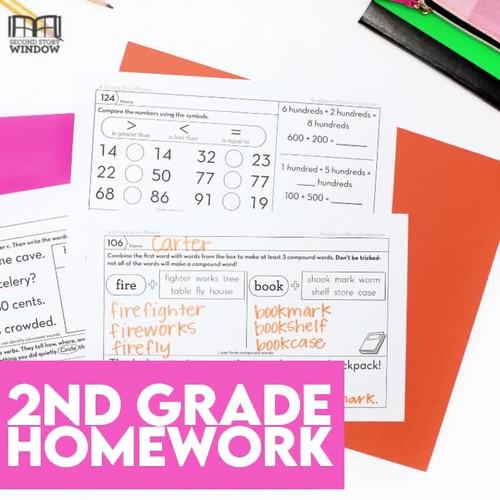 2nd Grade Homework for Math Spiral Review & ELA Spiral Review Print ...